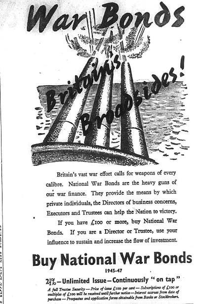Buy National War Bonds, Advert 1940 - Bromley Historical Times